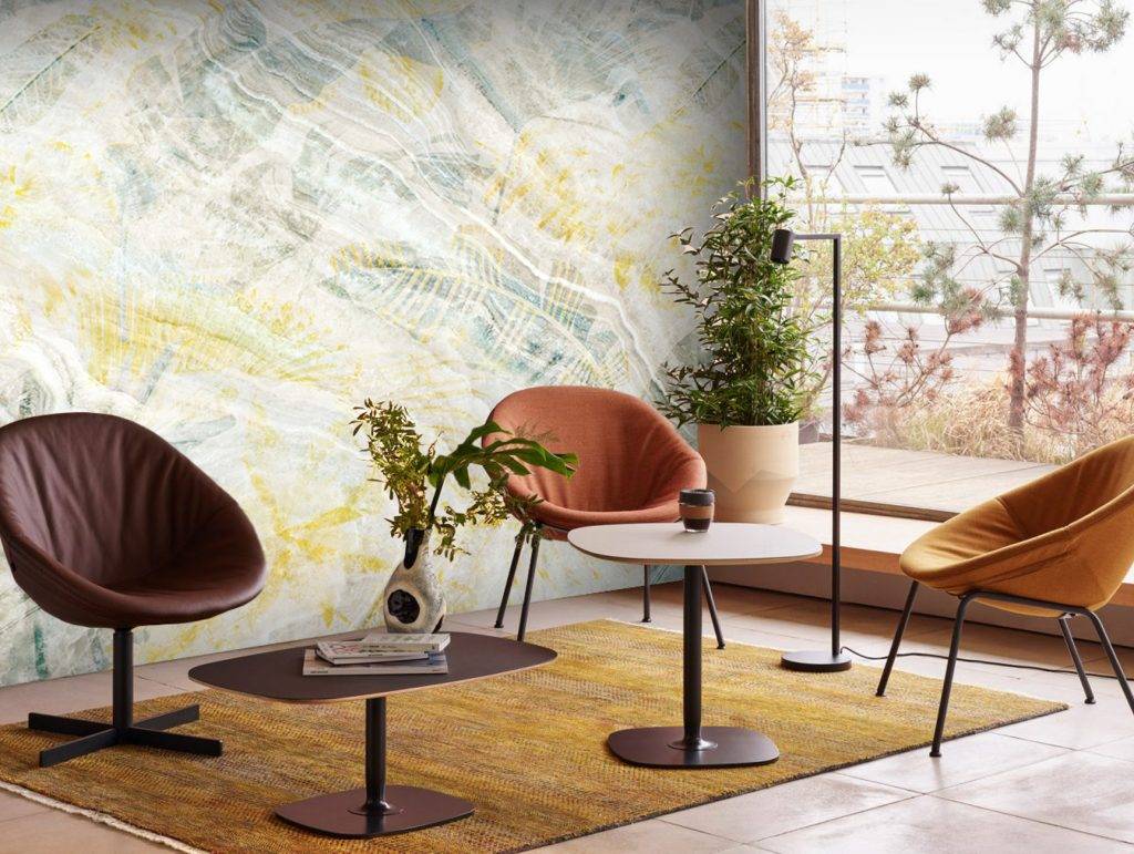 Marble with feathers wall mural - Nouqoush