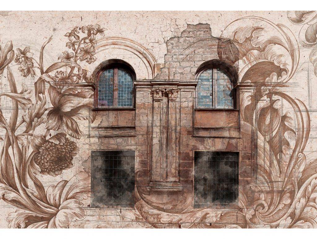 Historical brick building wall mural – Nouqoush
