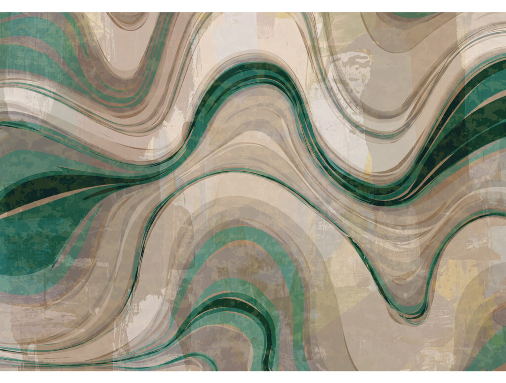 Green wavy lines wall mural – Nouqoush