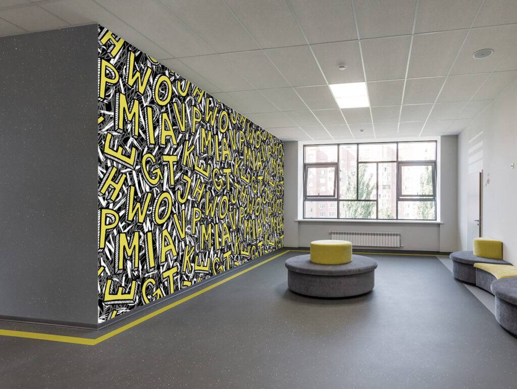 Hand drawn letters wall mural – Nouqoush