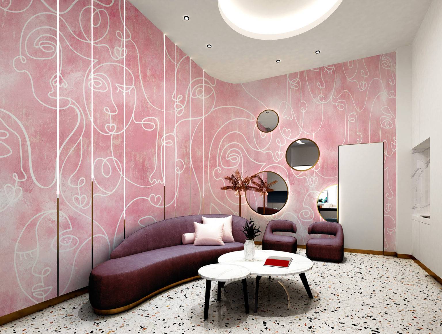 Continuous faces wallpaper mural - Nouqoush