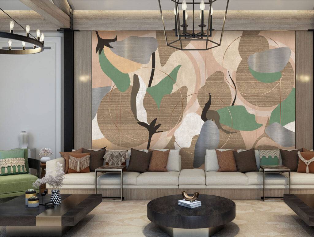 Textured flowers wall mural – Nouqoush