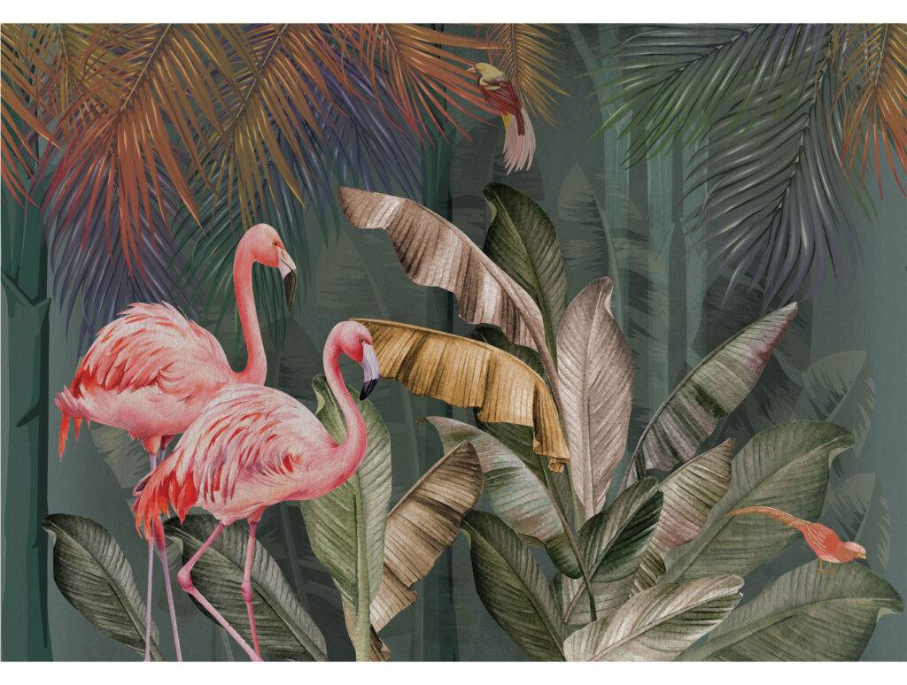 Colorful Tropical jungle wall mural – Nouqoush