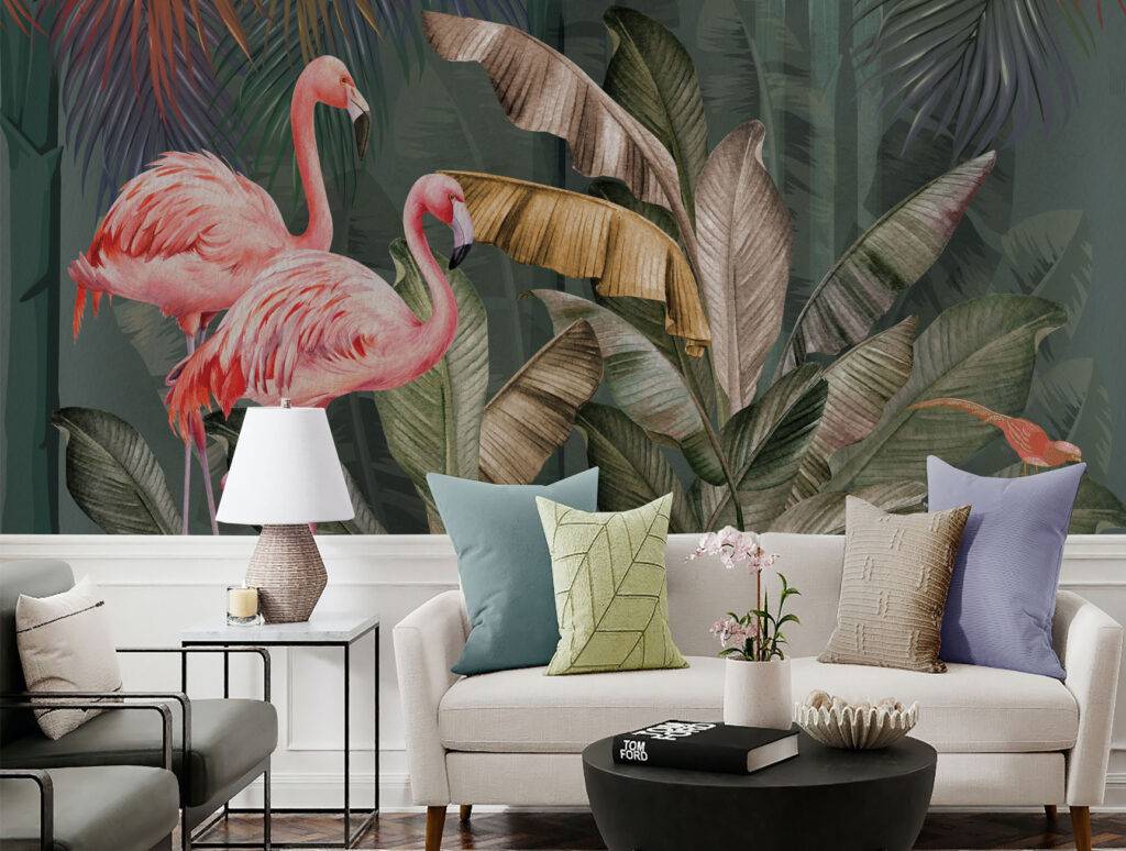 Colorful Tropical jungle wall mural – Nouqoush