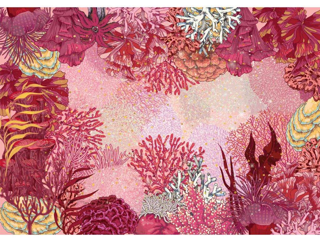 Magenta ocean wall mural – Nouqoush